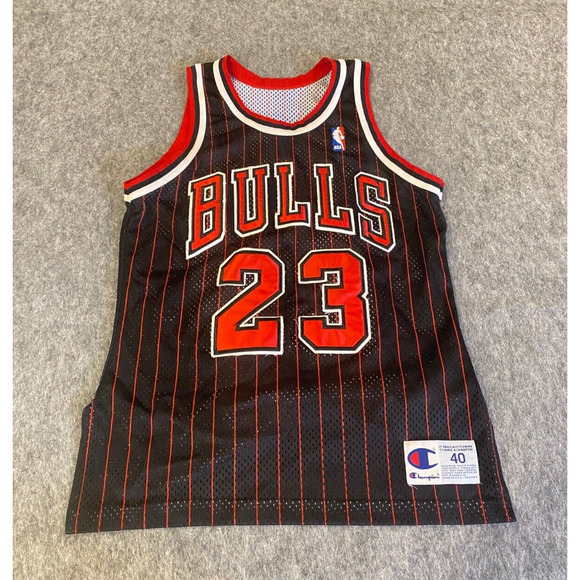 Champion | Shirts | Vintage Authentic Champion Nba Chicago Bulls Jordan Pin Stripe Jersey Sz 4 ...